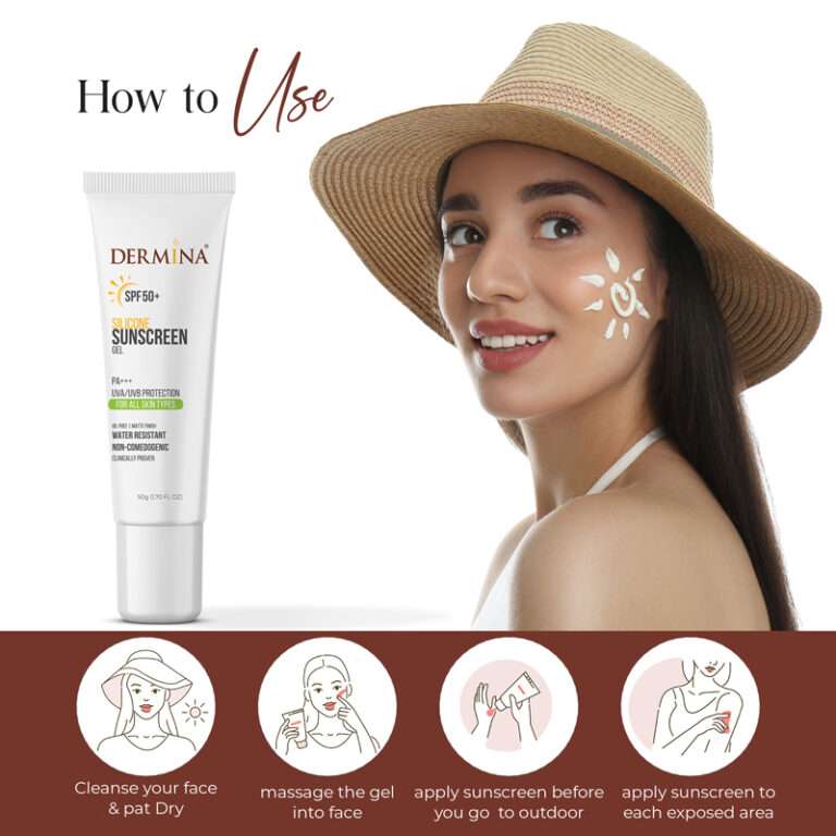 Buy Dermina Silicone Sunscreen Gel SPF 50 for UVB Protection | Dermina ...